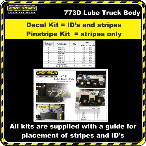 Mine Signs Spec Kit - Cat 773D Lube Truck Body - Mine Signs