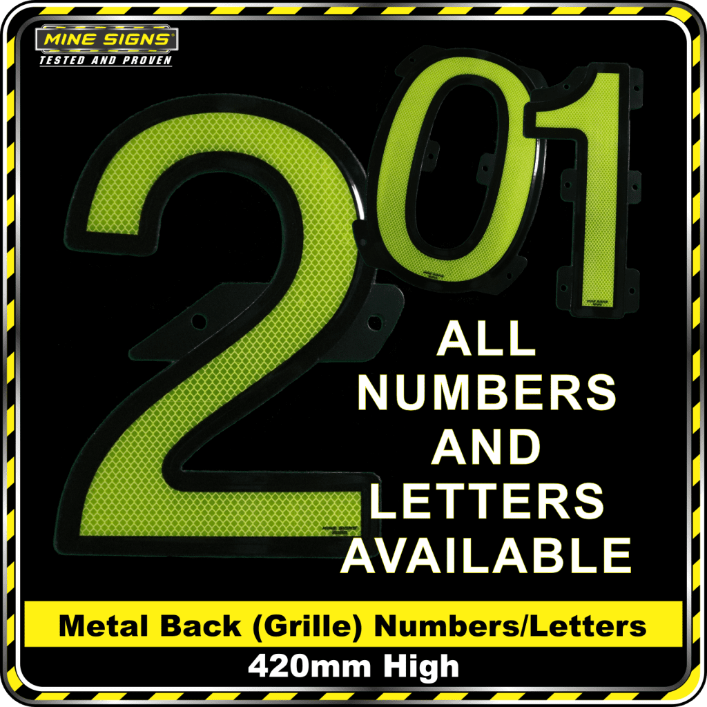 Mine Signs Spec Metal Back (Grille) Numbers 420mm - Mine Signs