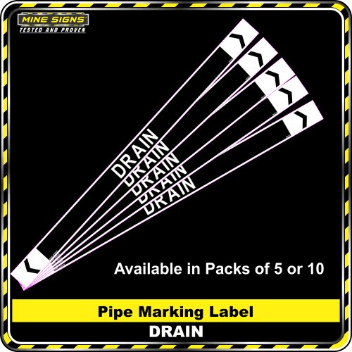 Pipe Marking Label - Drain - Mine Signs