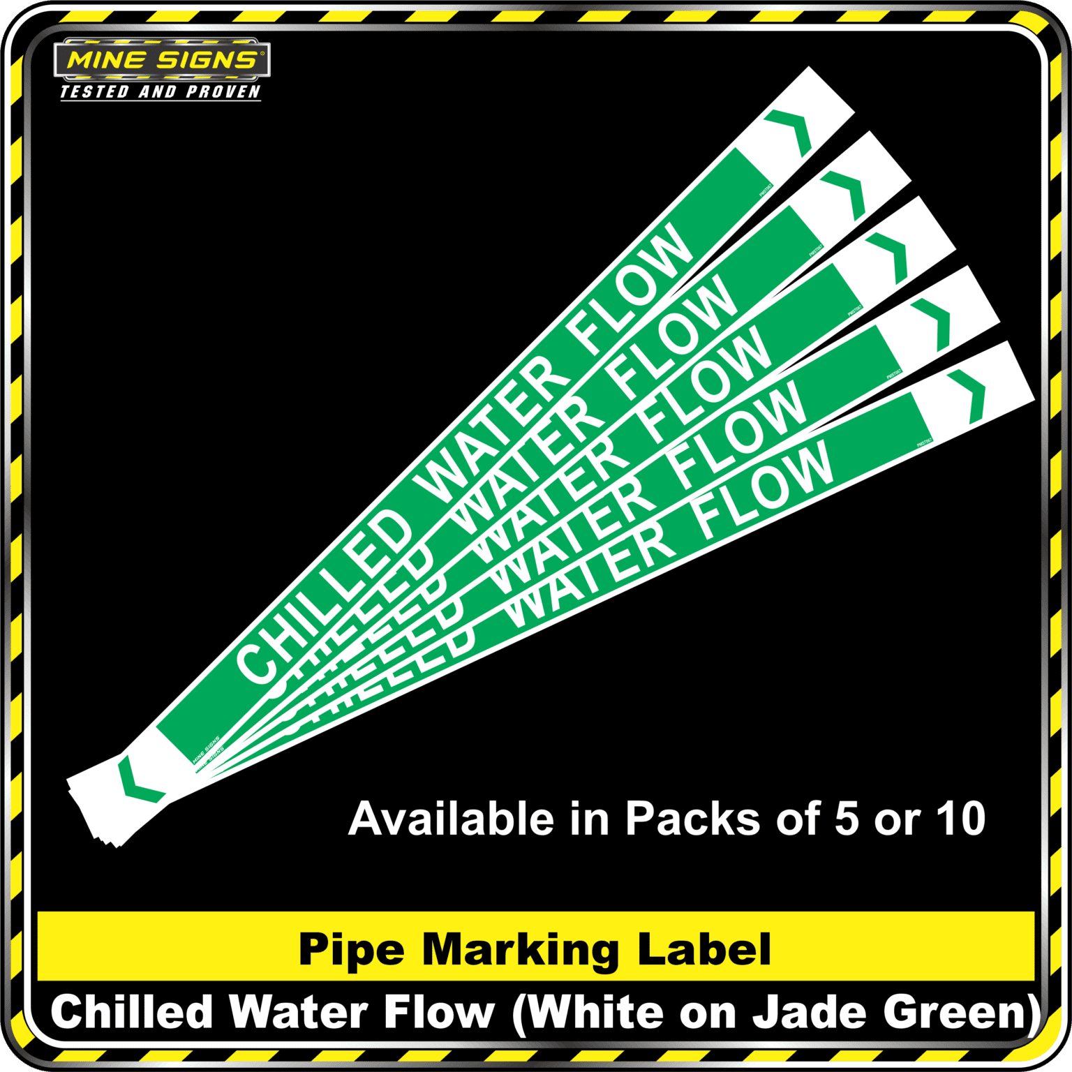 Pipe Marking Label - Chilled Water Flow - Mine Signs