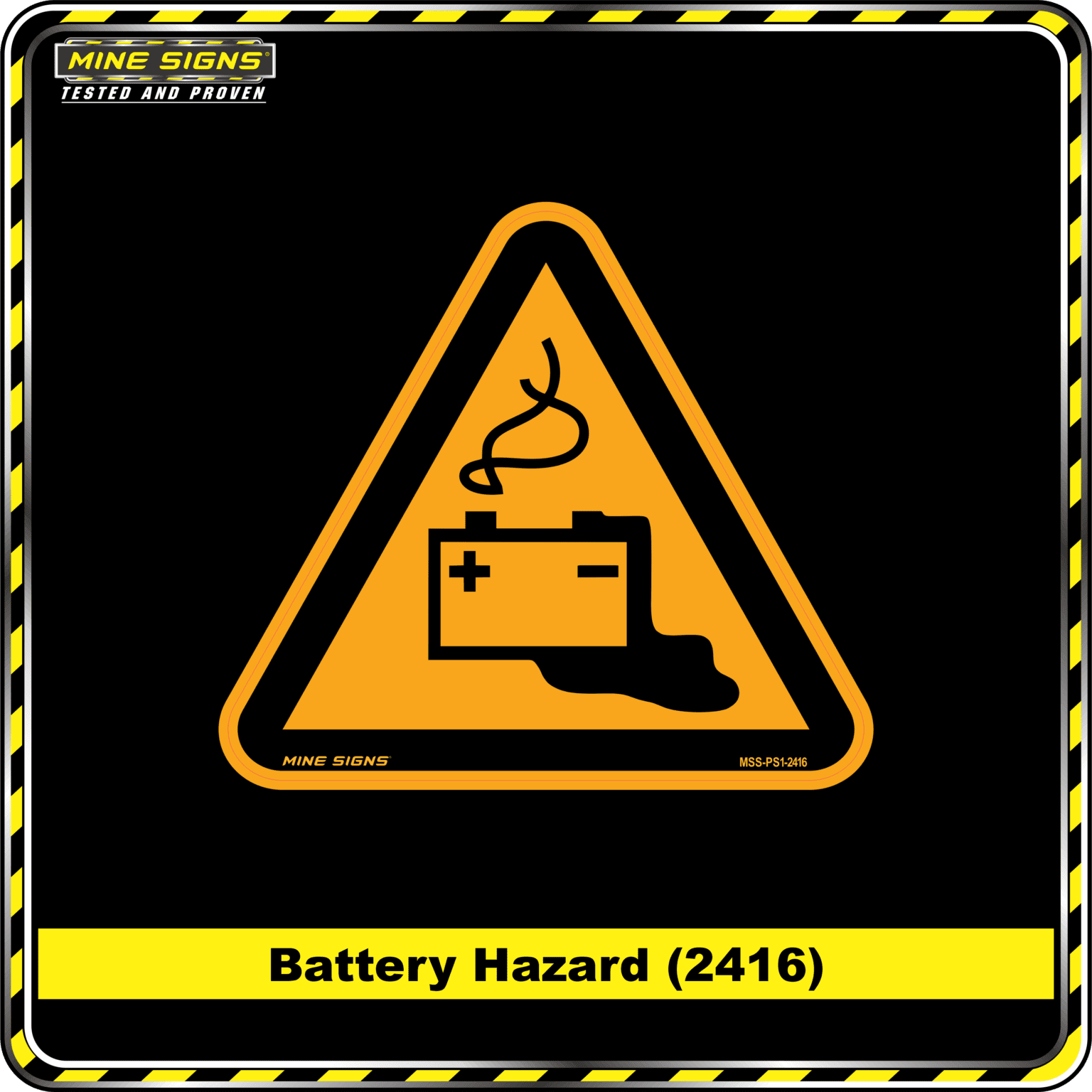 Battery Hazard (Pictogram 2416) - Mine Signs