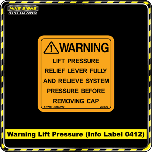 WARNING lift pressure relief lever fully and relieve system pressure