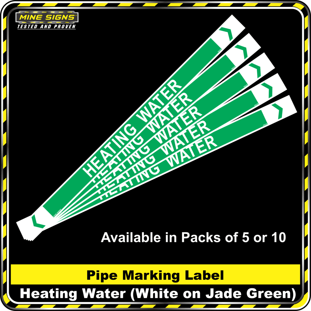 Pipe Marking Label - Heating Water - Mine Signs