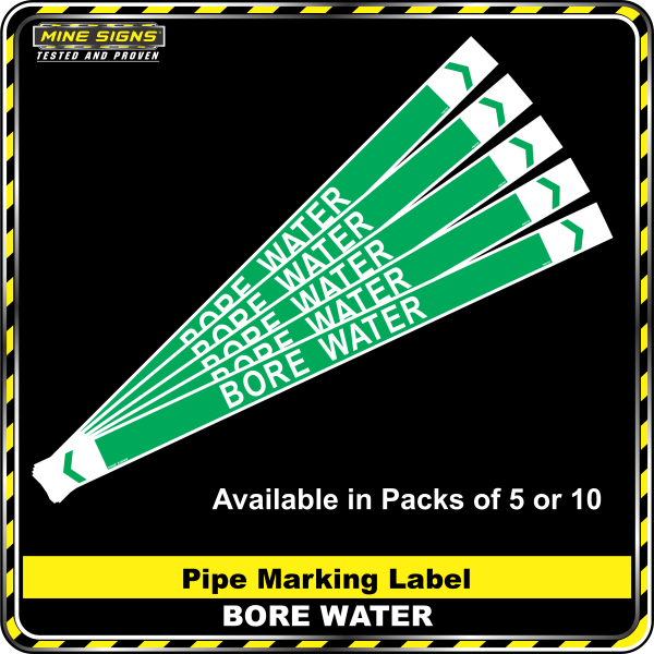 Pipe Marking Label - Bore Water - Mine Signs